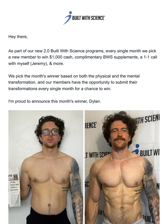 Built With Science: 💪 Meet Our Latest Transformation Winner - Dylan ...