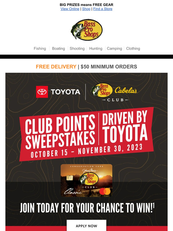 Bass Pro Shops: Win Up To $25,000 In CLUB Points! | Milled