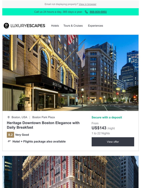 Luxury Escapes: Boston Park Plaza | The Knickerbocker New York | Nobu ...