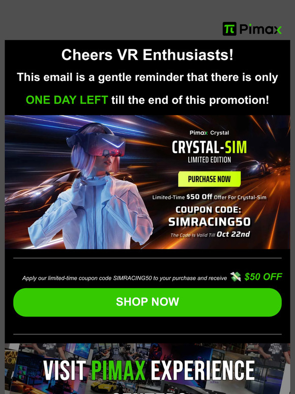 Pimax: 💸 50 $OFF on Crystal-Sim Racing Reminder! | Milled