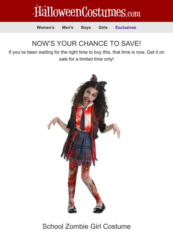 HalloweenCostumes.com: School Zombie Girl Costume is on sale! 🎉 | Milled