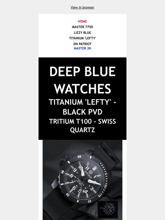 Deep Blue: Deep Blue Watches - New Release - Titanium Lefty PVD and ...