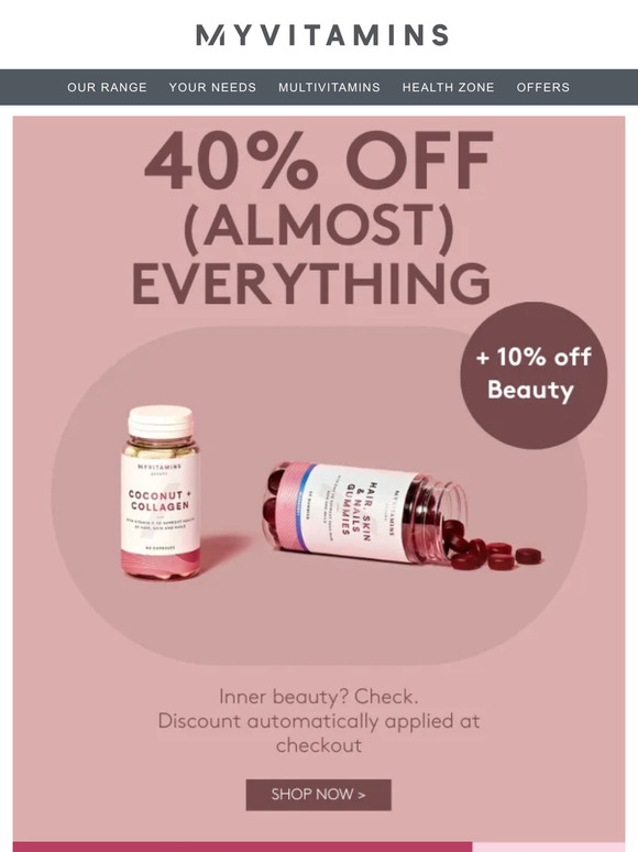 myvitamins.com: 40% + EXTRA 10% Beauty 😍 | Milled