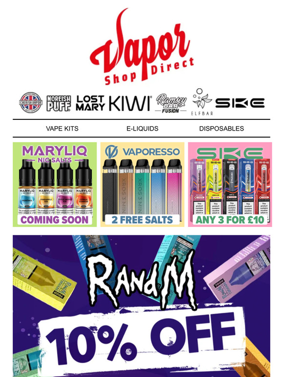 Vapor Shop Direct: Limited Time Offer | 10% OFF RandM Nic Salts🪐 | Milled