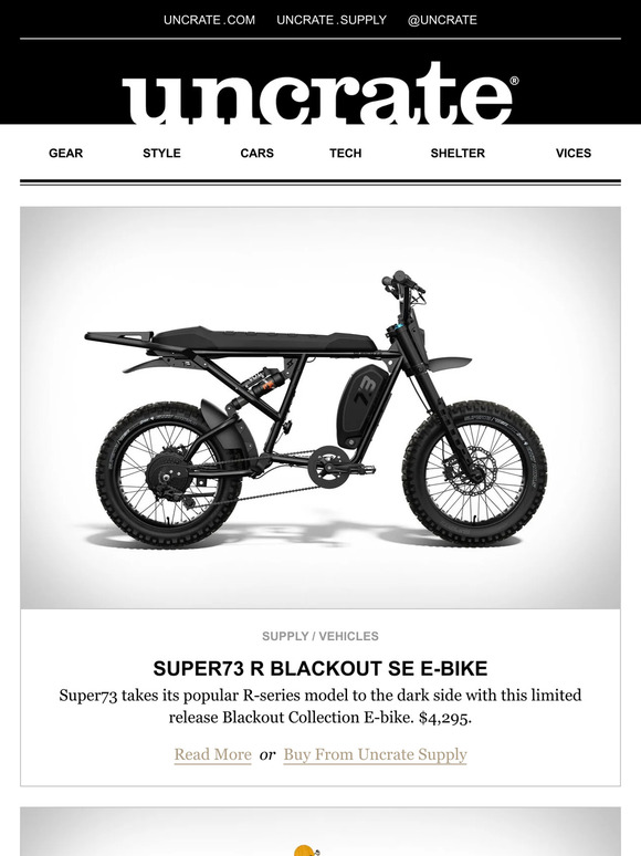 Uncrate: Super73 R Blackout SE E-Bike & more | Milled