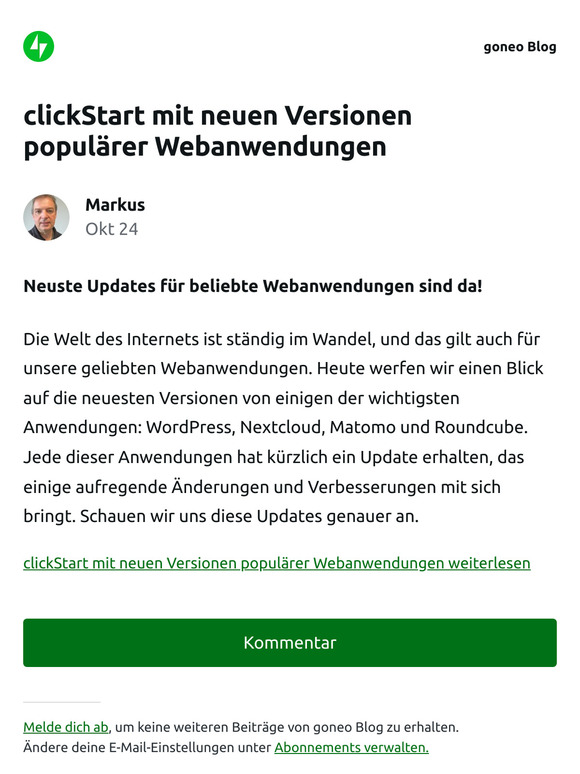 goneo: [Neuer Eintrag] clickStart mit neuen Versionen populärer ...