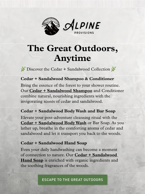 Alpine Provisions: 🌲 Elevate Your Outdoor Rituals with Cedar ...