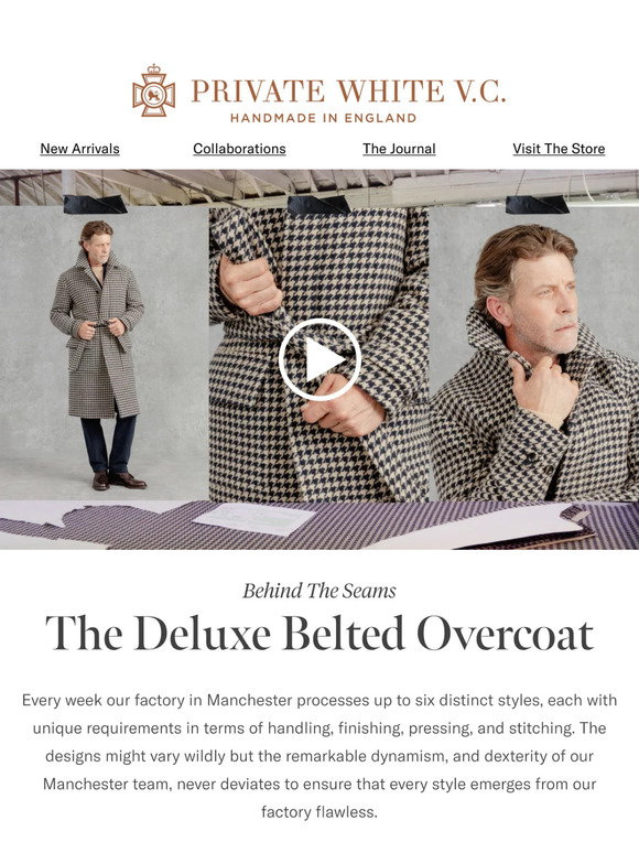 Private White V.C.: The Deluxe Belted Overcoat | Milled