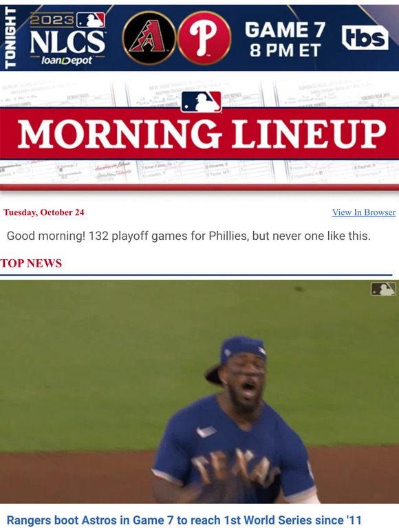 MLB.tv: Rangers win AL pennant! NLCS Game 7 TONIGHT | Milled