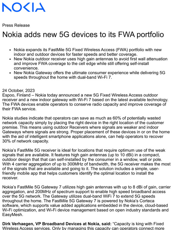 Withings: Nokia adds new 5G devices to its FWA portfolio | Milled