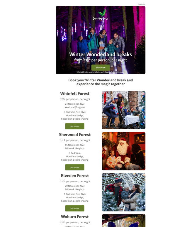 Center Parcs: Winter Wonderland breaks from £21* per person, per night ...