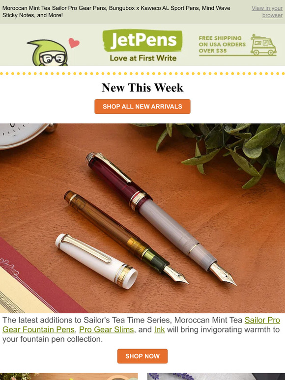 JetPens: Moroccan Mint Tea Sailor Pro Gear Pens, Bungubox x Kaweco AL ...