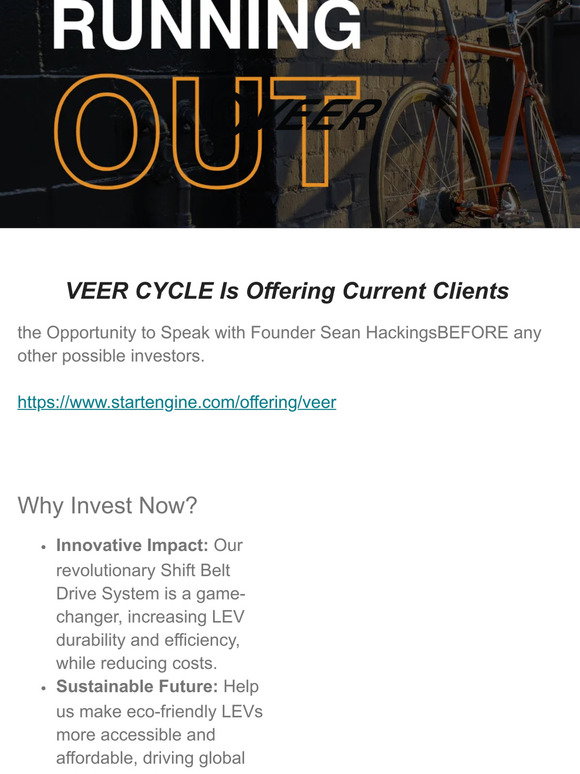 Veer: VEER Cycle Offers Current Investors & Clients First Dibs on ...