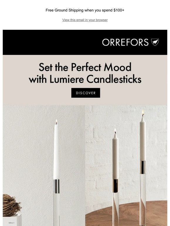 Kosta Boda: Set of Perfect Mood with Lumiere Candlesticks | Milled