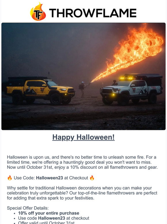 Throwflame: 🎃 Spooktacular Savings! 10% Off All Flamethrowers and Gear ...