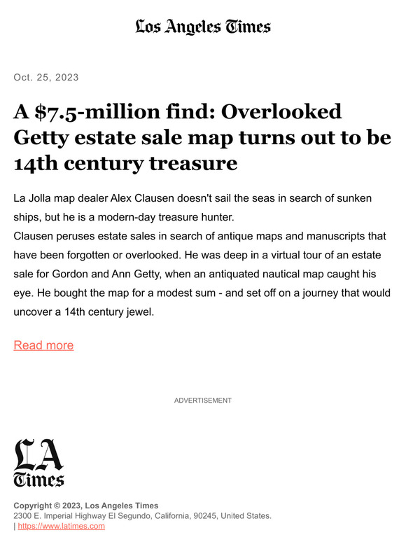 Los Angeles Times: A $7.5-million find: Overlooked Getty estate sale ...