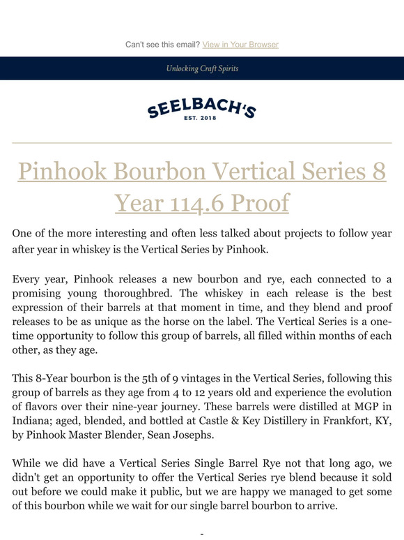 Seelbachs: Pinhook Bourbon Vertical - 8 Year Bourbon War | Milled
