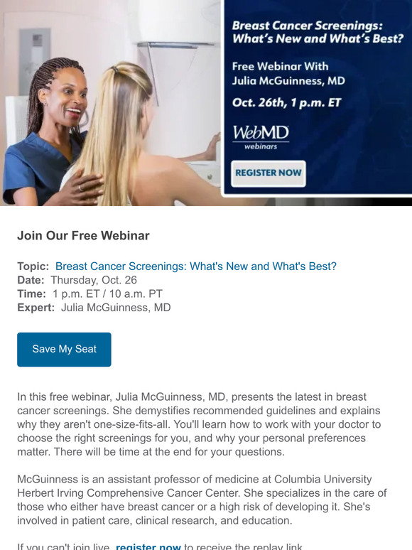 WebMD: Breast Cancer Screenings: What's New and What's Best? | Milled
