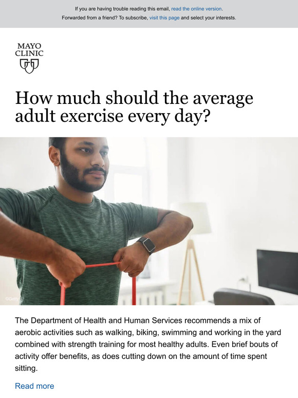 The Mayo Clinic Diet: How much should the average adult exercise? | Milled