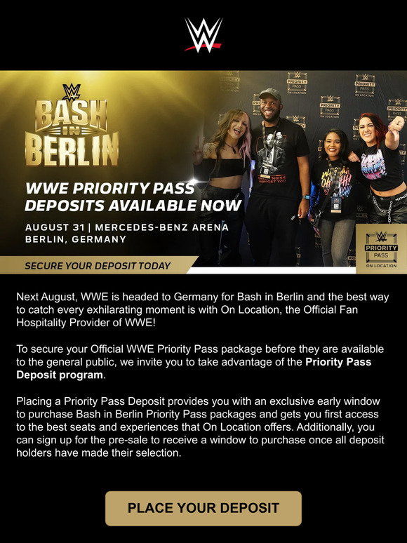 WWE Shop: Register Now: Bash in Berlin Priority Pass Deposits | Milled