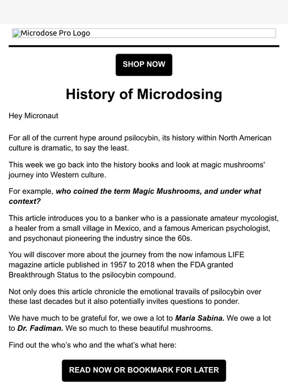 Microdose: 🍄 What do you know about the history of microdosing? | Milled