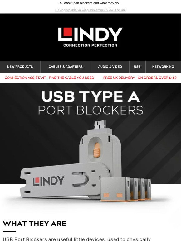 Lindy: USB Type A Port Blockers | Milled