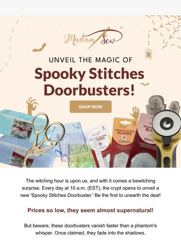 Madam Sew: Boo! 👻 Spooky Stitches Doorbusters Are Here | Milled