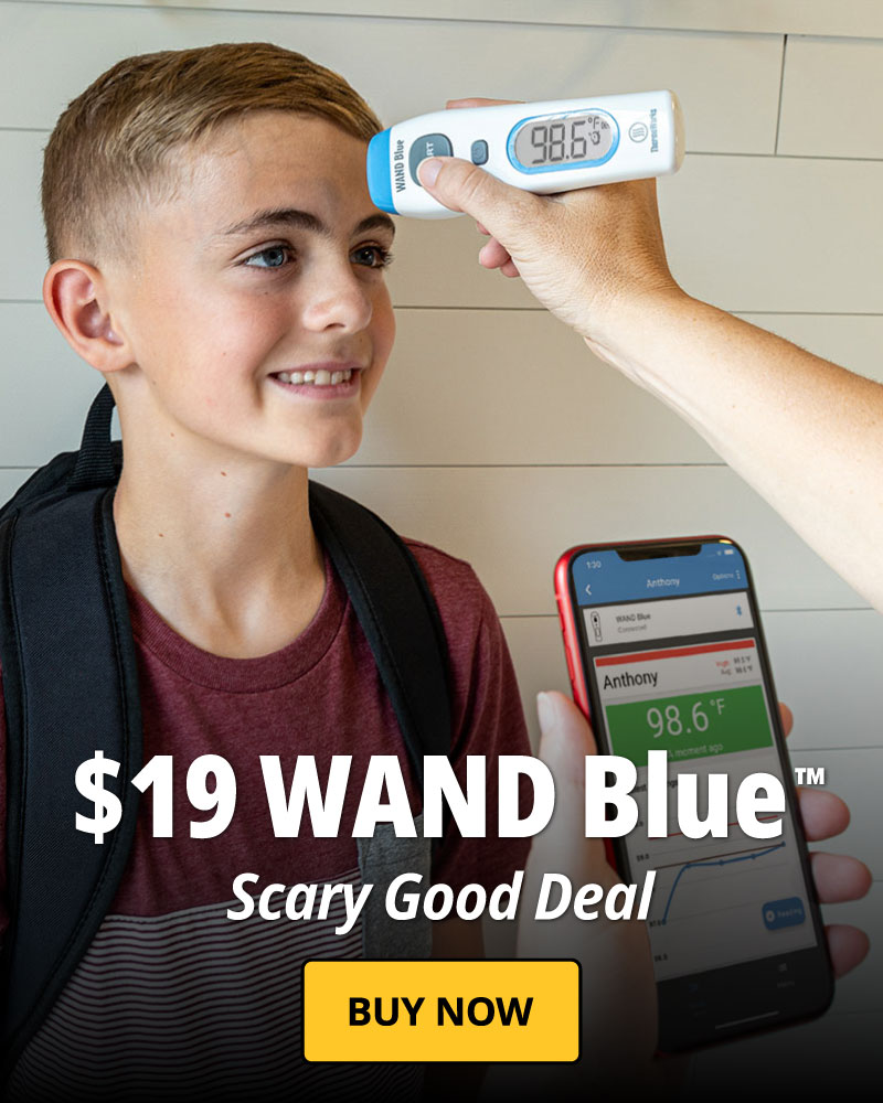 ThermoWorks: $19 WAND Blue No-Touch Forehead Thermometer | Milled