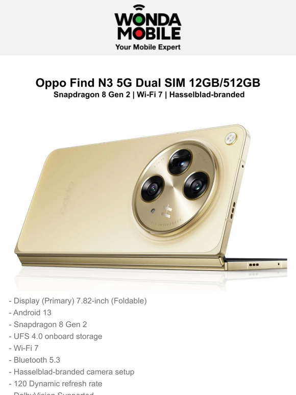 Wonda Mobile: 😏 Oppo Find N3 5G Dual SIM 12GB/512GB & SIM 16GB/1TB | Milled