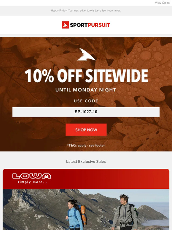 SportPursuit: Extra 10% Off Sitewide + Lowa | Kilpi | Wilde & King ...
