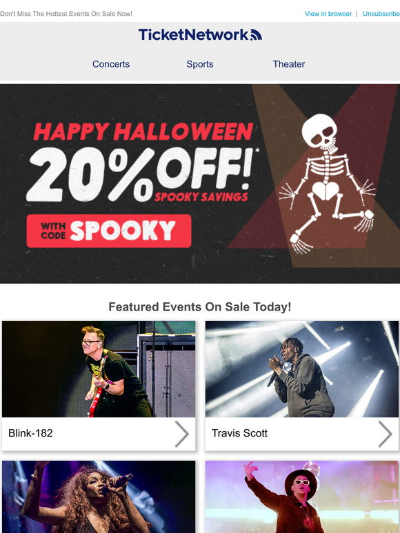 Ticket Network: 20% OFF! Trick-Or-Treat 🎃 Yourself! / Blink-182 ...