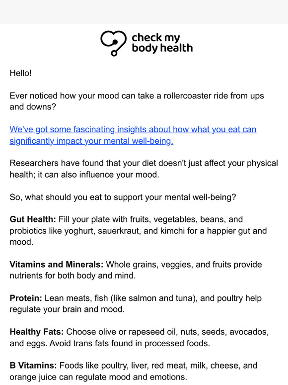 Check My Body Health: The connection between food and your mood! | Milled