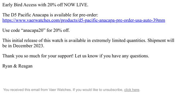 Vaer Watches: D5 Anacapa Early Bird Access Live (20% Off Inside) | Milled