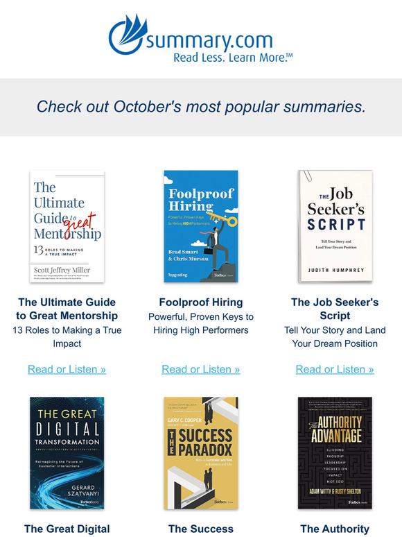 Soundview Executive Book Summaries: October's Most Popular Summaries ...