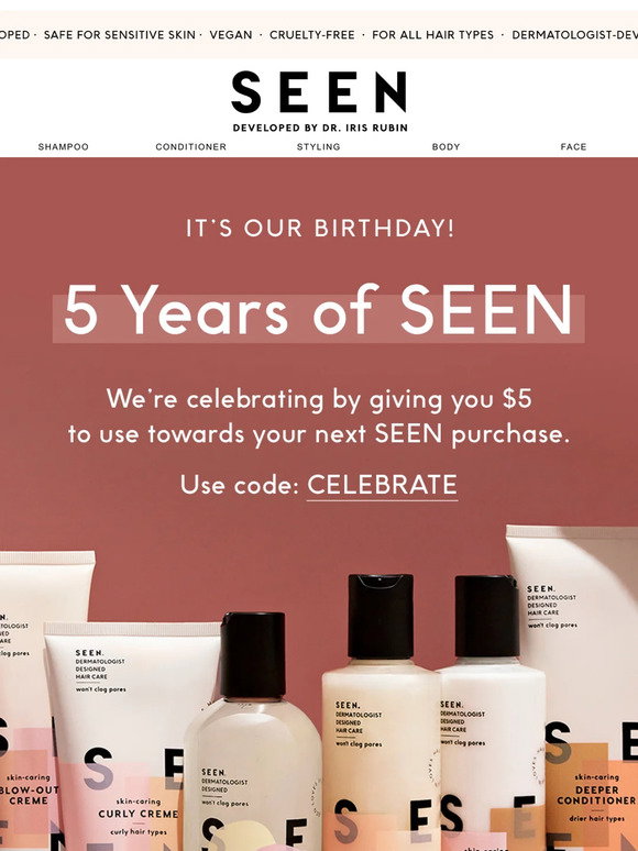 SEEN Hair Care: $5 Off to Celebrate 5 Years of SEEN! | Milled