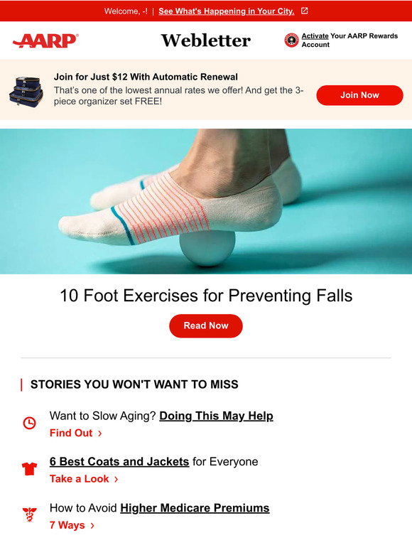 AARP: —, 10 Foot Exercises for Preventing Falls | Milled