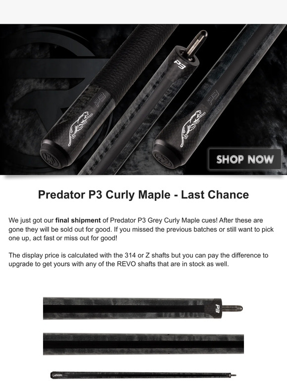 PoolDawg: Last Chance for the Predator P3 Grey Curly Maple Pool Cue ...