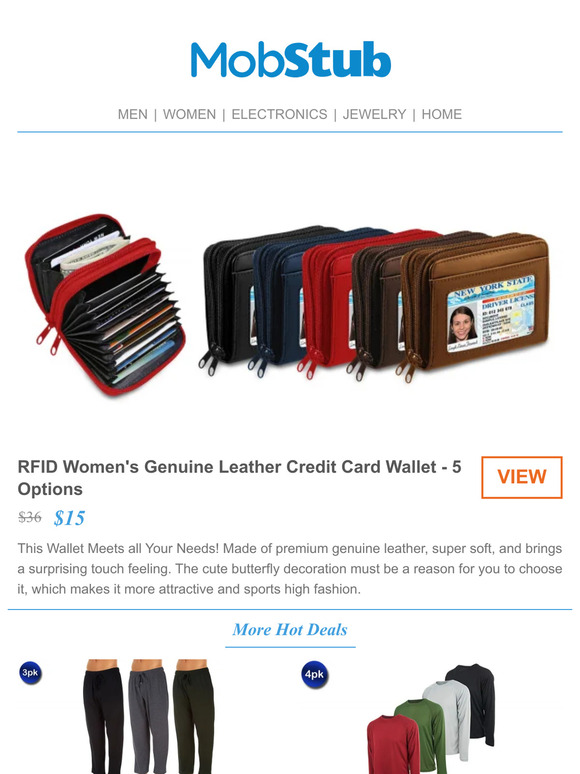 Mobstub: RFID Women's Genuine Leather Credit Card Wallet - 5 Options ...