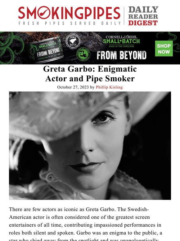 Smokingpipes: Greta Garbo: Enigmatic Actor and Pipe Smoker | Milled