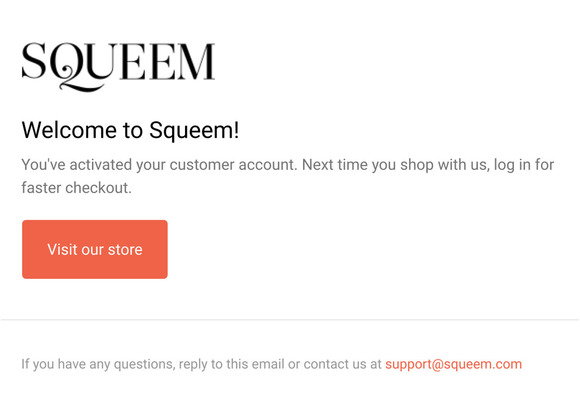 Squeem: Customer account confirmation | Milled