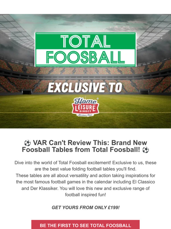 Home Leisure Direct: ⚽ VAR Can't Review This: Brand New Foosball Tables ...
