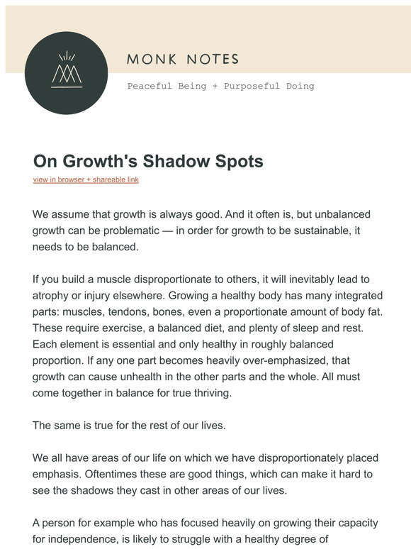 Monk Manual: Monk Notes 35: On Growth's Shadow Spots | Milled