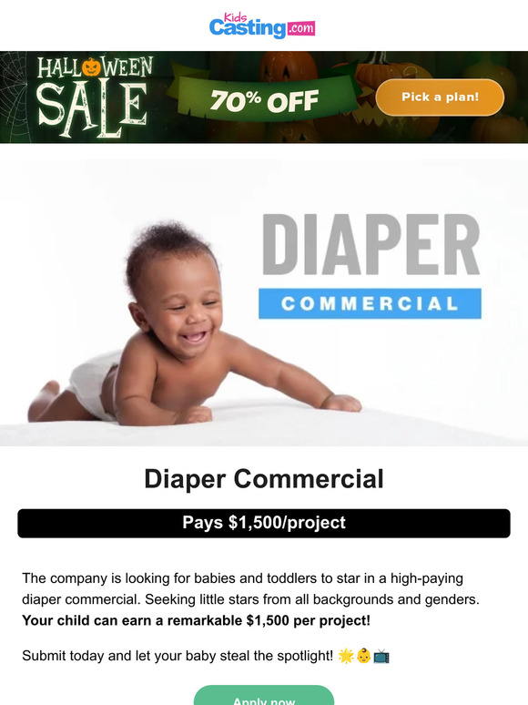 KidsCasting: Dany can earn $1,500 in a Diaper Commercial | Milled