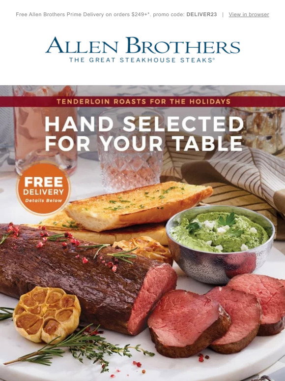 Allen Brothers: Premier Tenderloin Roasts, Ship Free*! | Milled