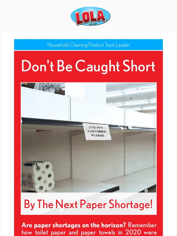 Lola: ⚠️ Don't Be Caught Short By The Next Paper Shortage ⚠️ | Milled