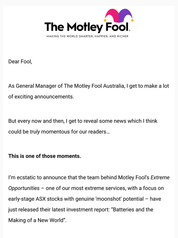 The Motley Fool: The Battery Revolution: Our Newest Report Unveiled ...