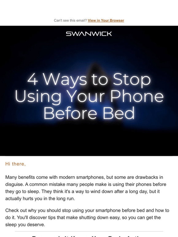 Swanwick Sleep Stop ёяыс Using Your Phone Before Bed Milled