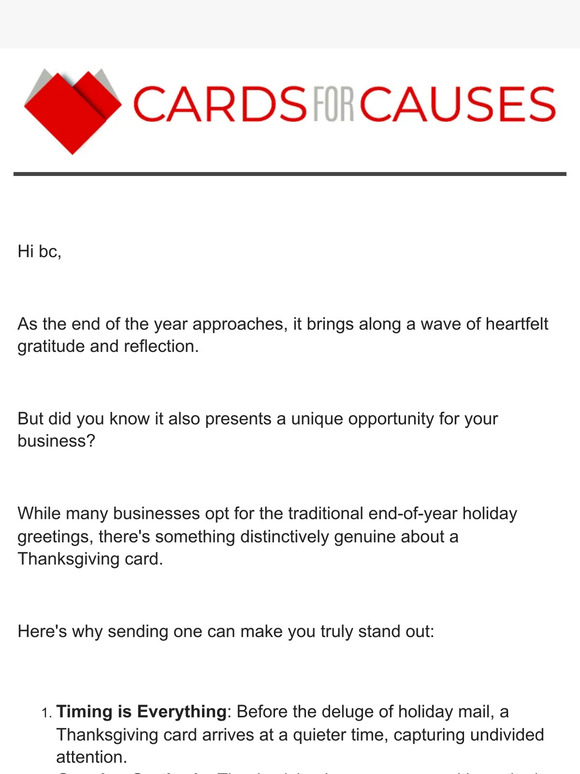 Cards for Causes: Stand Out This Season: The Power of a Thanksgiving ...