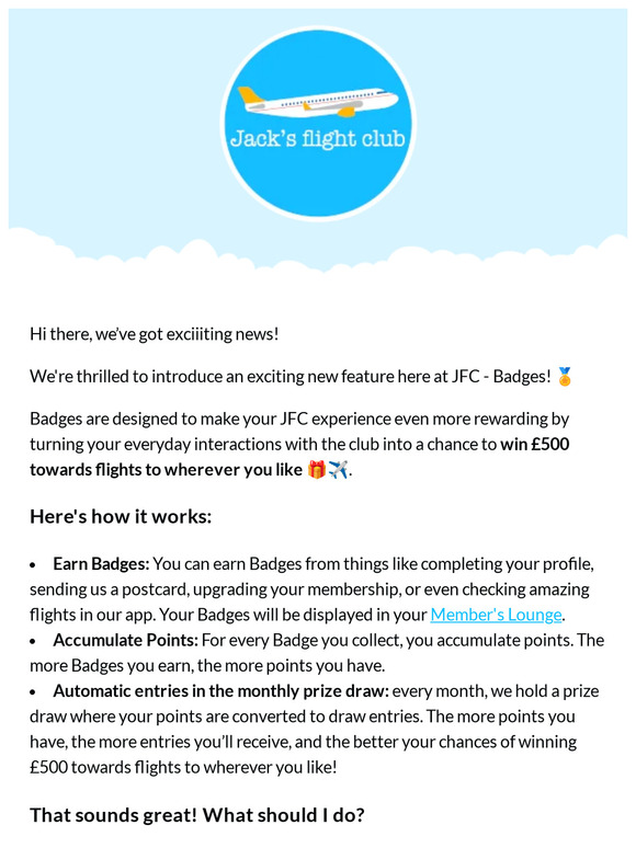 Jack's Flight Club: Earn Badges and Win Flights with JFC! 🎫 ️🤩 | Milled