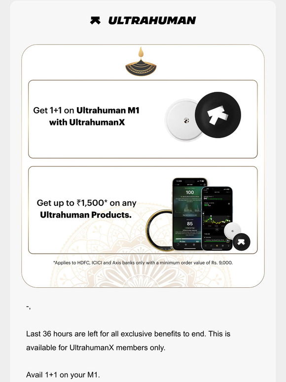 Ultrahuman Healthcare Pvt Ltd: 36 hours left to avail 1+1 on Ultrahuman ...